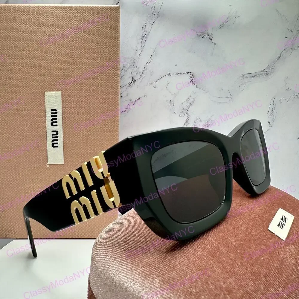 Miu Miu | Accessories | Miu Miu Sunglasses New Black Acetate Gold Metal ...
